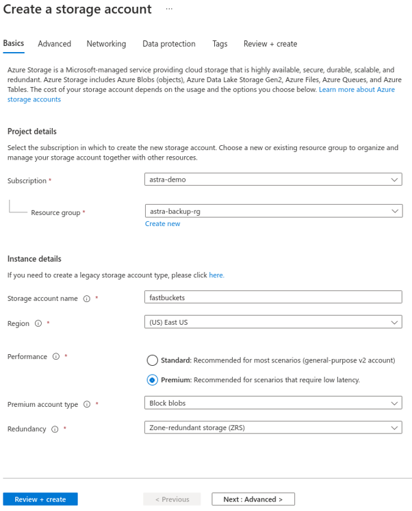 Astra uses Azure Buckets to protect your Kubernetes data